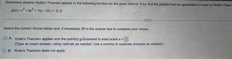 Solved Determine Whether Rolles Theorem Applies To The