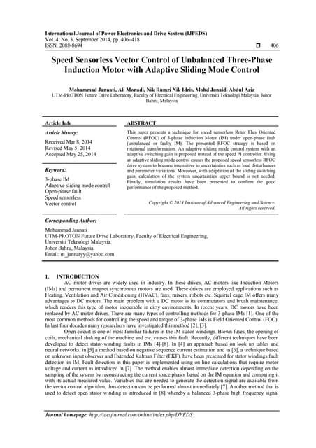 Sensorless Control Of A Fault Tolerant Pmsm Drives In Case Of Single Phase Open Circuit Fault Pdf