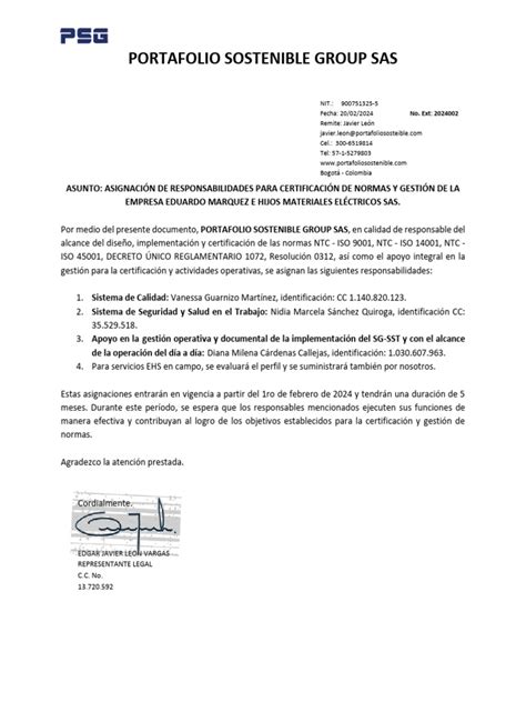 Carta De Responsabilidades Pdf