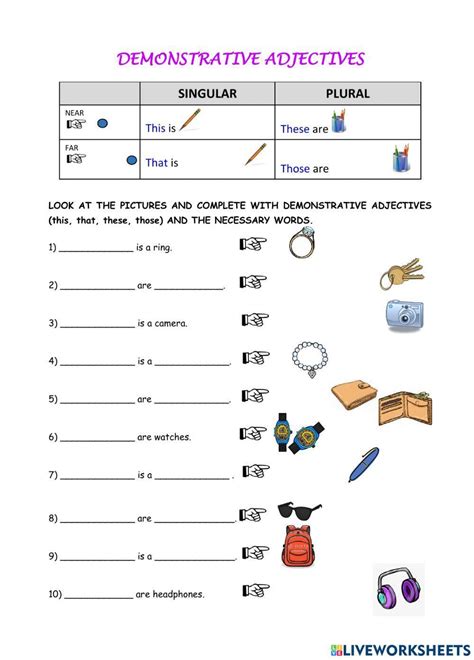 Demonstrative Adjectives Online Pdf Worksheet Live Worksheets