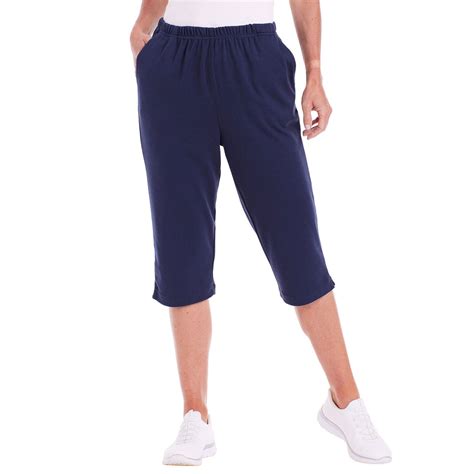 Catalog Classics Womens Pull On Cotton Capris With Elastic Waistband