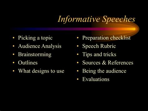 Informative Speech Guide Topics Outlines And Rubrics