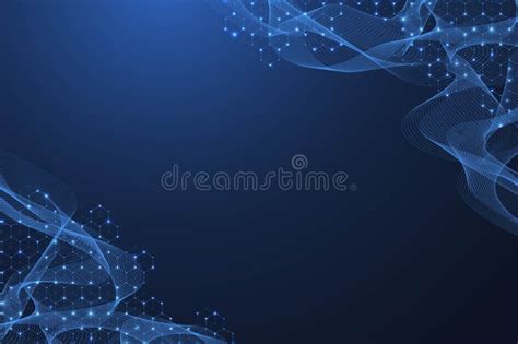 Technology Abstract Lines And Dots Connect Background With Hexagons Hexagon Grid Stock