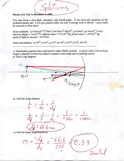 Resolution Of Practice Test 4 On General Physics Ii Phys 212 Docsity