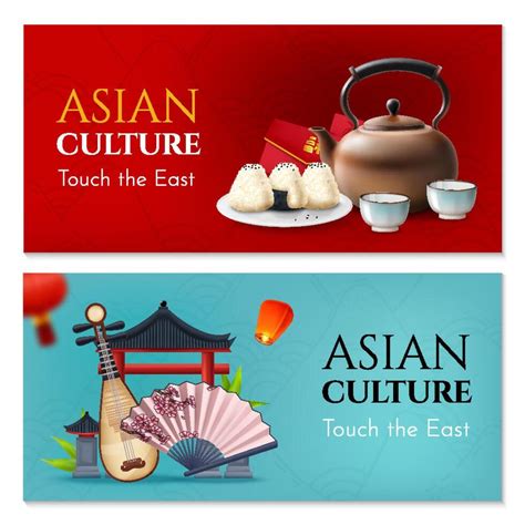 Asian Culture Festival Horizontal Banner Set 67107620 Vector Art At