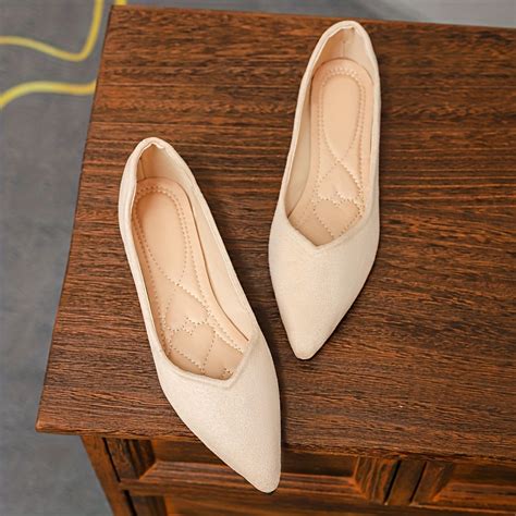Solid Color Flat Shoes Womens Casual Point Toe Slip Shoes Temu Australia