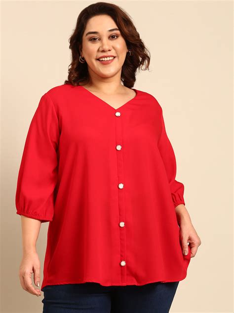 Plus Size Red Tops Stylish Red Tops For Curvy Women Online The Pink