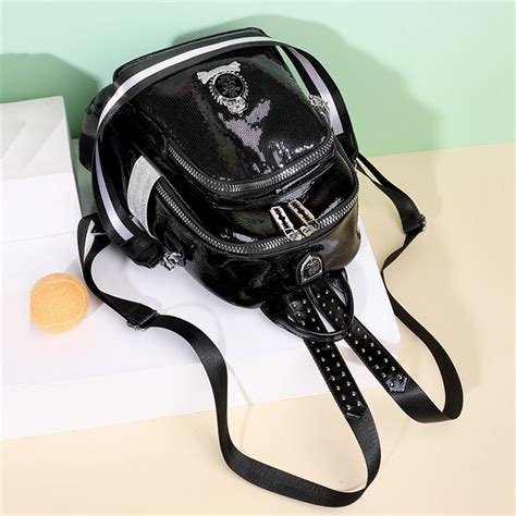 Badu Bg Модна дамска раница с пайети Висококачествена чанта за книги Ученически чанти от мека