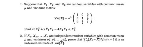 Solved 1 Suppose That Xi X2 And X3 Are Random Variables