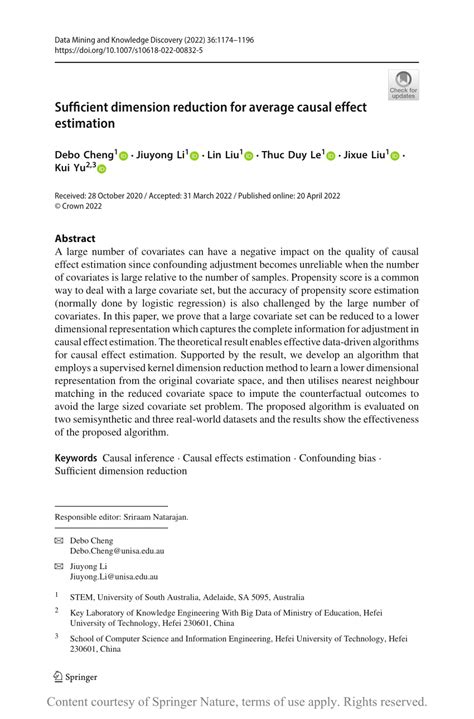 Pdf Sufficient Dimension Reduction For Average Causal Effect Estimation