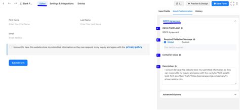 GDPR Agreement Field In Fluent Forms Fluent Forms