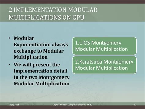 Implementation Of Multiple Precision Modular Multiplication On Gpu