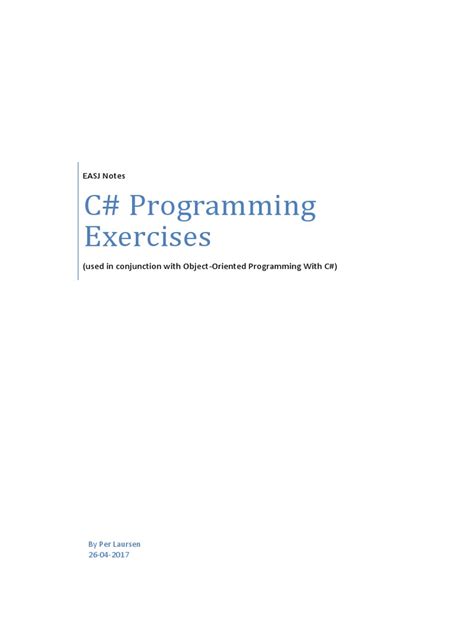 Csharpexercises 20170426 Pdf Class Computer Programming Method