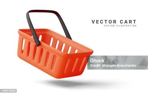흰색 배경에 격리 된 빈 빨간색 쇼핑 카트 벡터 일러스트레이션 쇼핑 바구니에 대한 스톡 벡터 아트 및 기타 이미지 쇼핑