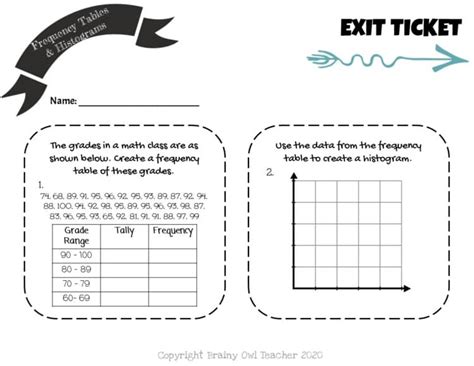 Frequency Tables And Histograms Lesson By Brainy Owl Teacher Tpt