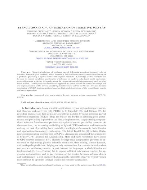 PDF STENCIL AWARE GPU OPTIMIZATION OF ITERATIVE SOLVERS Stencil Aware Gpu Optimization Of