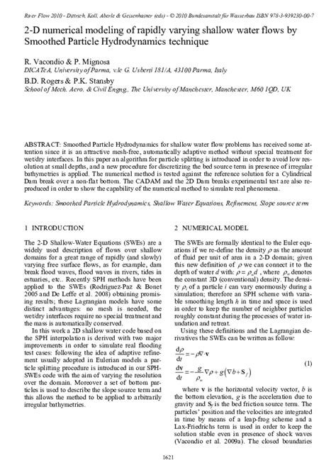 pdf 2 d numerical modeling of rapidly varying shallow water flows by smoothed particle