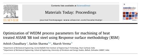 Pdf Optimization Of Wedm Process Parameters For Machining Of Heat