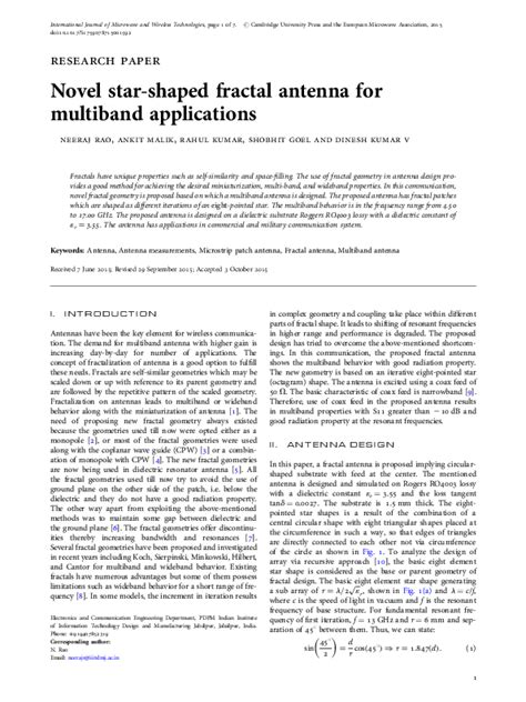 Pdf Novel Star Shaped Fractal Antenna For Multiband Applications