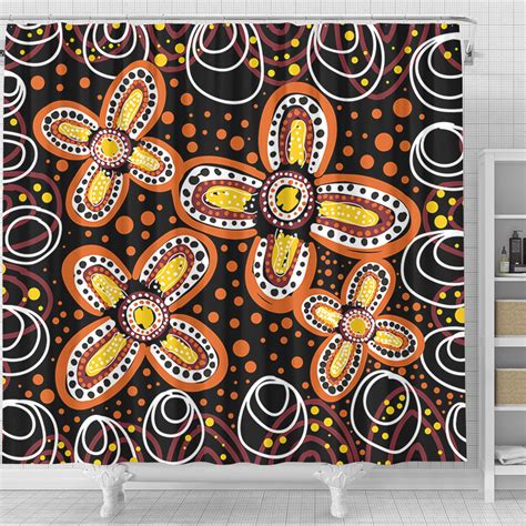 Australia Aboriginal Shower Curtain Flowers Inspired By The