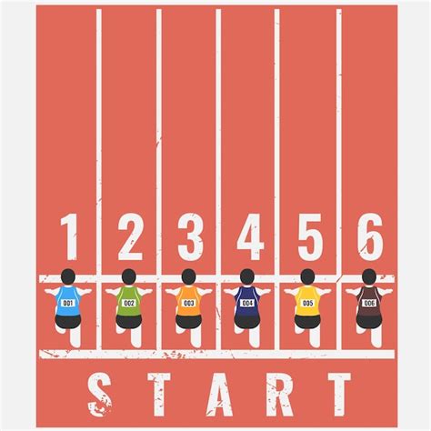 육상 트랙 벡터 일러스트 레이 션에 라인을 시작 프리미엄 벡터