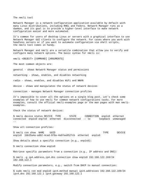 The Nmcli Tool Pdf Ip Address Computer Network