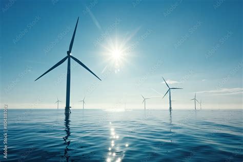 Offshore Windmill Farm Renewable Energy From The Ocean For