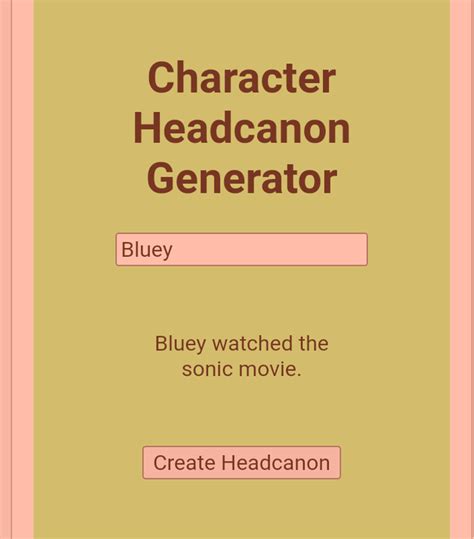 Character Headcanon Result Rbluey