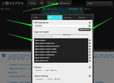 postcss now supported on codepen codepen