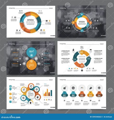 Six Infographic Designs Combining Circles And Graphic Elements Using A