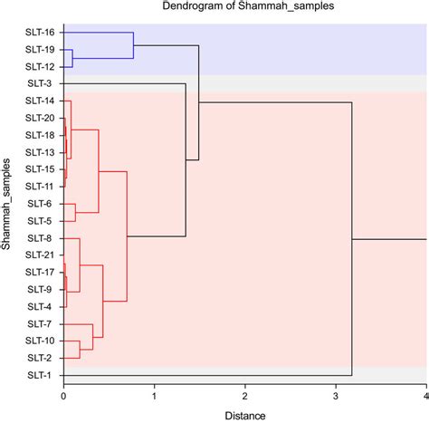 Dendrogram Tree Obtained For The 21 Shammah Samples Showing Clusters Of