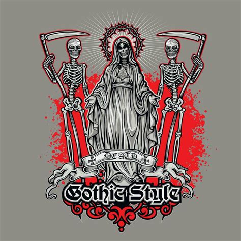 Gothic Sign With Skeleton Grunge Vintage Design T Shirts 23268062