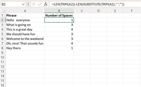 Excel How To Count Number Of Spaces In A Cell