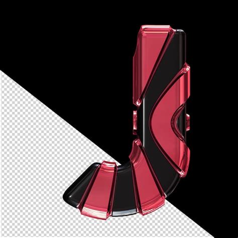 Premium Psd Black Symbol With Red Vertical Straps Letter J