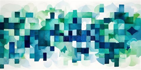 An Abstract Design Of Overlapping Squares In Shades Of Bl Three Generative Ai Stock Illustration