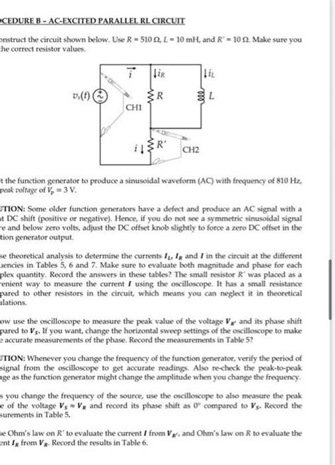 Solved Cedure B Ac Excited Parallel Rl Circuit Onstruct