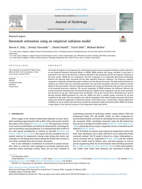 Pdf Snowmelt Estimation Using An Empirical Radiation Model