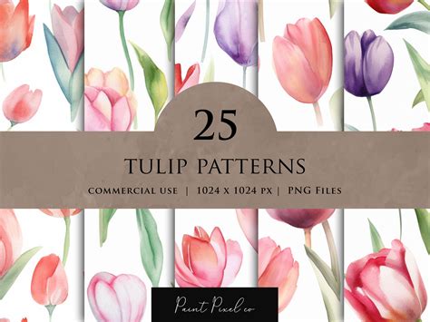 Tulip Seamless Pattern Repeating Design Png Floral Fabric Etsy