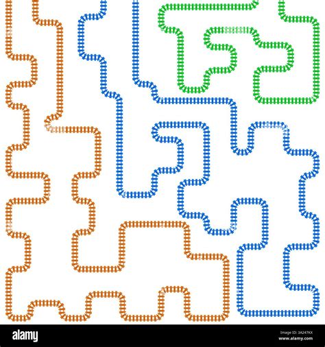 Vector Railway Train Track Illustration Rail Pattern Round Circular Curve Railroad Path Icon