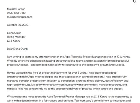 Sample Cover Letter Project Engineer