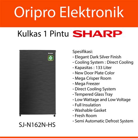 Kulkas 1 Pintu Sharp 133 Liter Dark Silver Sj N162n Hs Khusus Denpasar Bali Lazada Indonesia