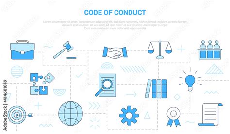 Code Of Conduct Concept With Icon Set Template Banner With Modern Blue Color Style Stock Vector