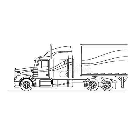 Tractor Trailer Clip Art Transportation Semi Truck Outline Drawing