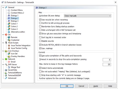 Tortoisegits Settings Tortoisegit Documentation Tortoisegit Windows Shell Interface To Git