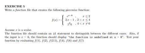 Solved Exercise 5 Write A Function File That Creates The