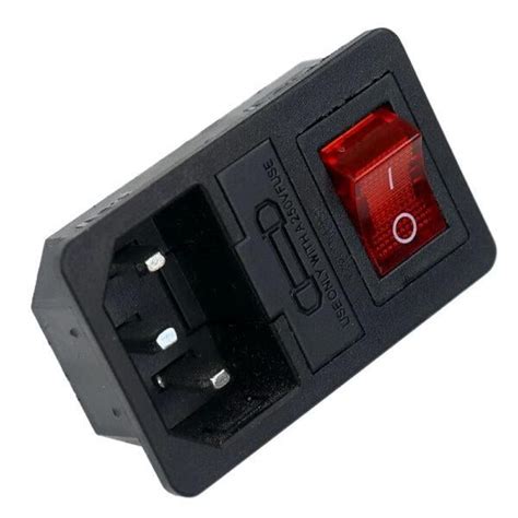 Power Switch Ac 3pin Ac Power Socket With Red Rocker Switch With Protection Fuse Roboticsdna