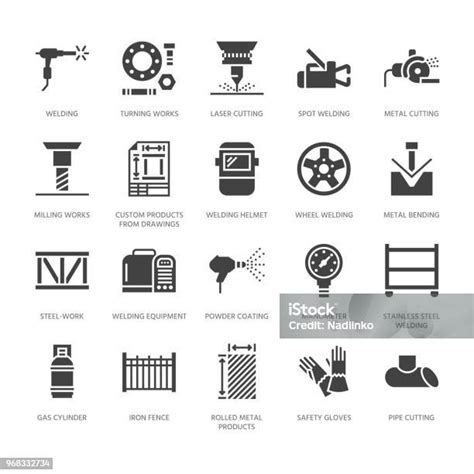 용접 서비스 평면 모양 아이콘입니다 금속 제품 강철 스테인리스 레이저 절단 제조 안전 장비를 압 연 용접기 산업 부호입니다 단단한 실루엣 픽셀 완벽 한 64 X 64