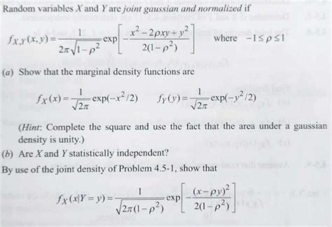 solved random variables x and y are joint gaussian and