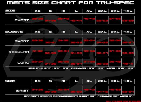 Tru Spec Jacket Sizing Chart Ponasa