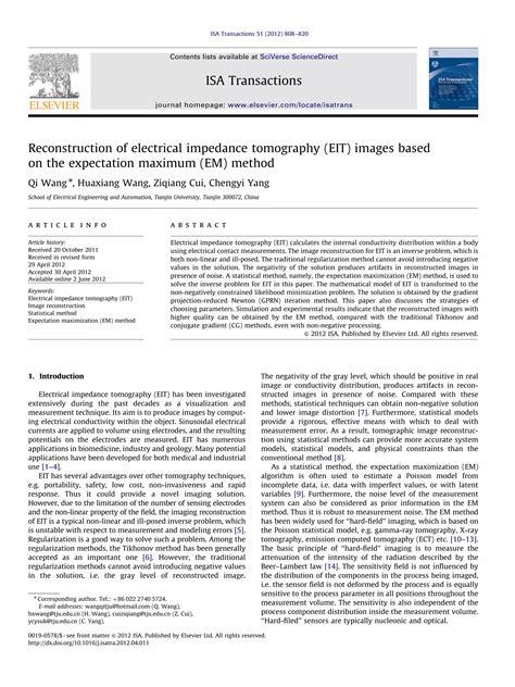 Reconstruction Of Electrical Impedance Tomography Images Based On The Expectation Maximum Method